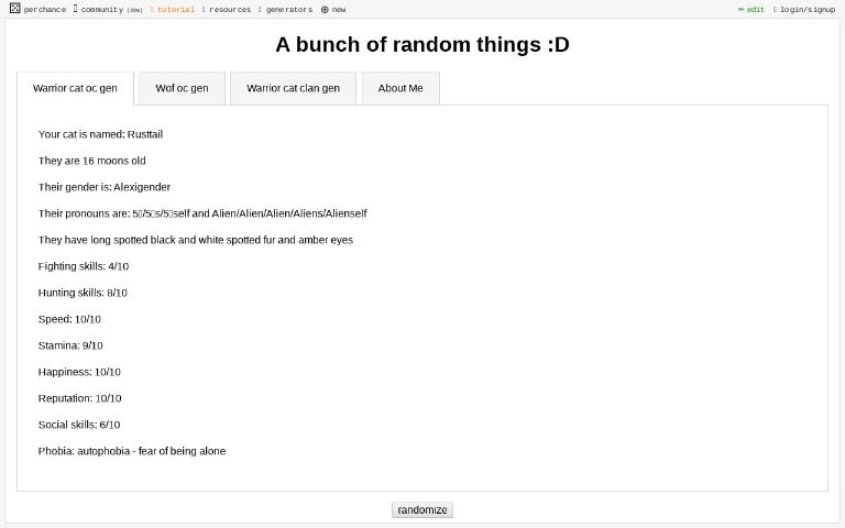 A bunch of random things :D ― Perchance Generator