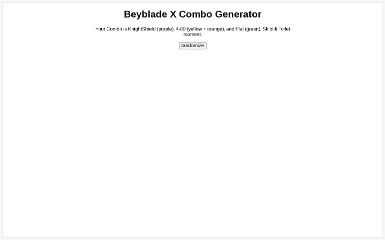 Beyblade X Combo Generator