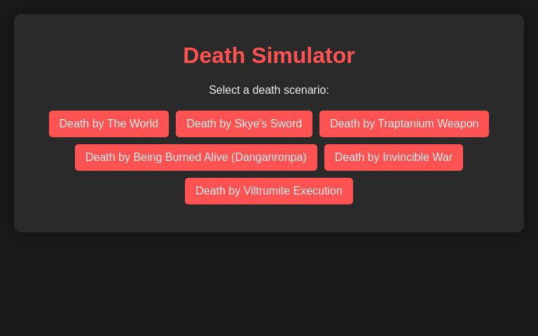 Death Simulator ― Perchance Generator