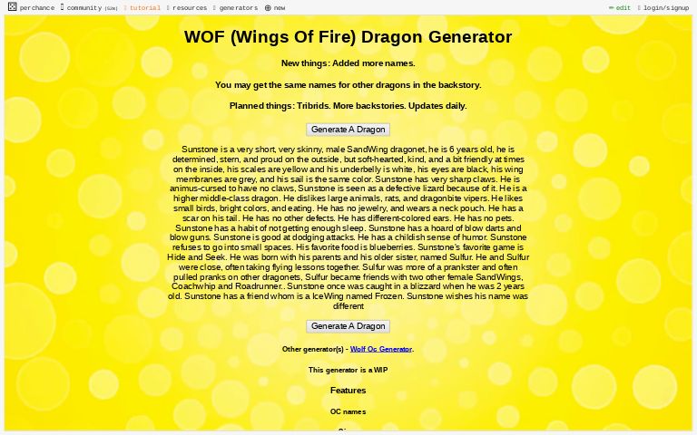 WOF (Wings Of Fire) Dragon Generator