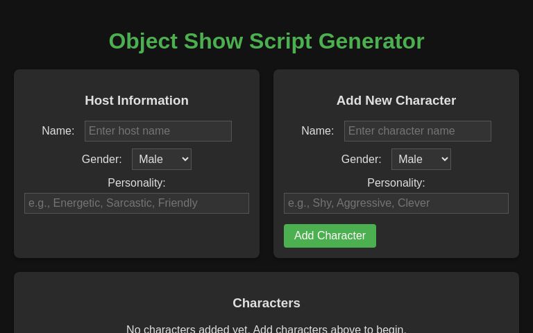 Object Show Script Generator