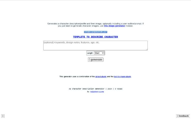 AI CHARACTER DESCRIPTION GENERATOR