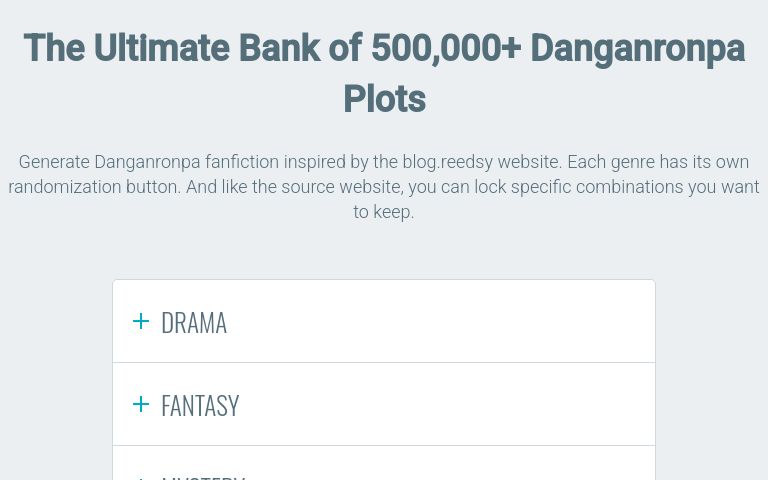 The Ultimate Bank of 500,000+ Danganronpa Plots ― Perchance Generator
