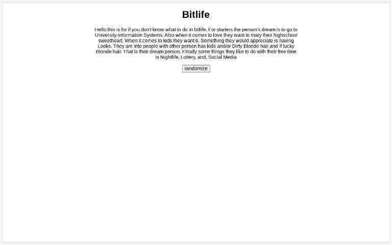 Bitlife ― Perchance Generator