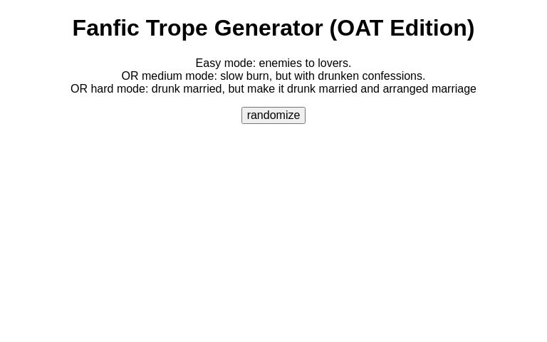 Fanfic Trope Generator (OAT Edition)