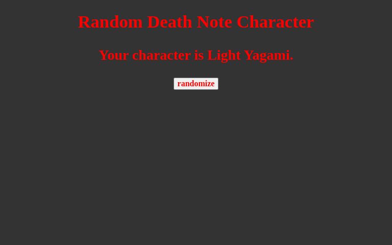 Random Death Note Character ― Perchance Generator