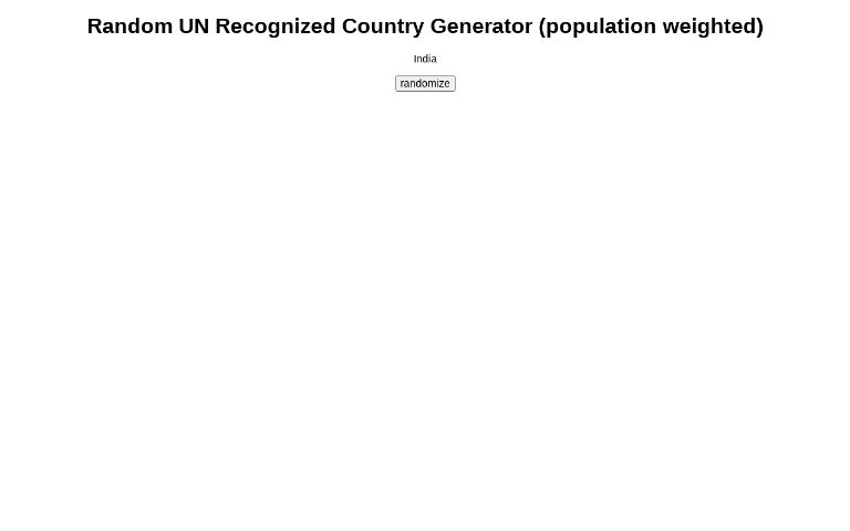 Random UN Recognized Country Generator (population weighted)