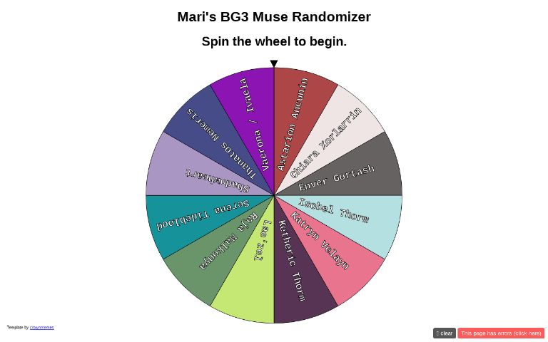 Mari's BG3 Muse Randomizer ― Perchance Generator