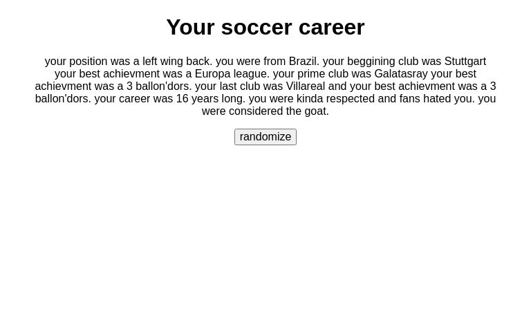 Your soccer career ― Perchance Generator