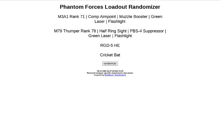Phantom Forces Loadout Randomizer ― Perchance Generator