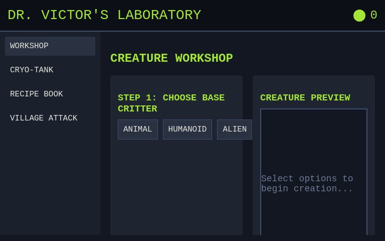 CREATURE WORKSHOP ― Perchance Generator