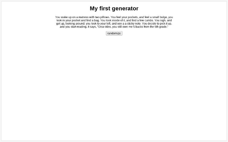 My first generator