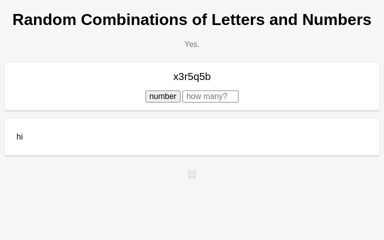 Random Combinations of Letters and Numbers ― Perchance Generator