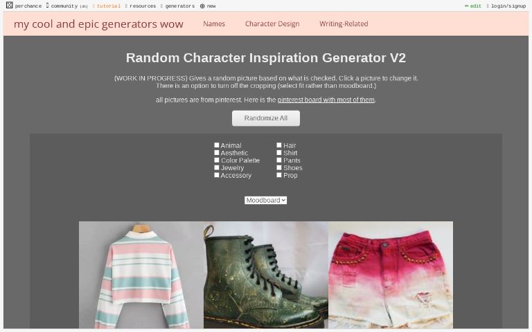 Random Character Inspiration Generator V2