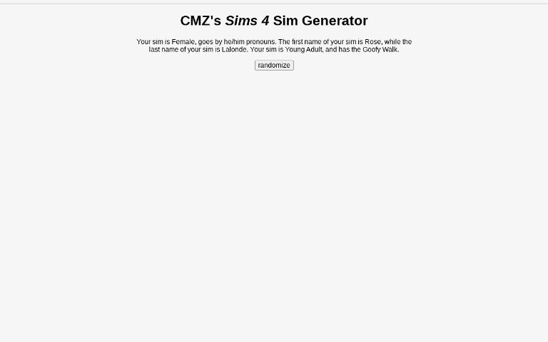 CMZ's Sims 4 Sim Generator
