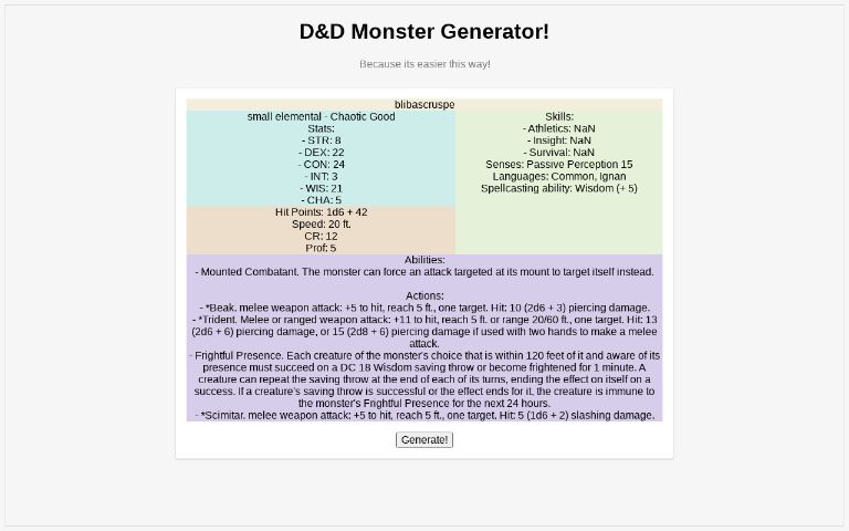 D&D Monster Generator!