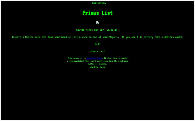 Primus List ― Perchance Generator