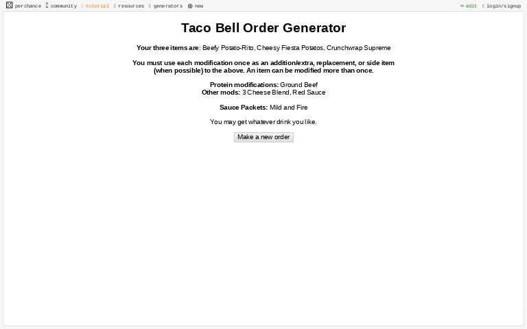 Taco Bell Order Generator