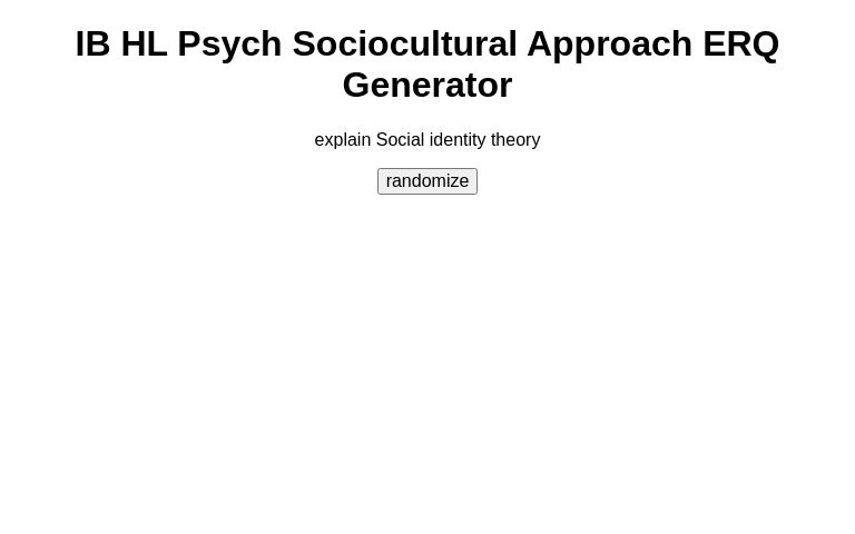 IB HL Psych Sociocultural Approach ERQ Generator