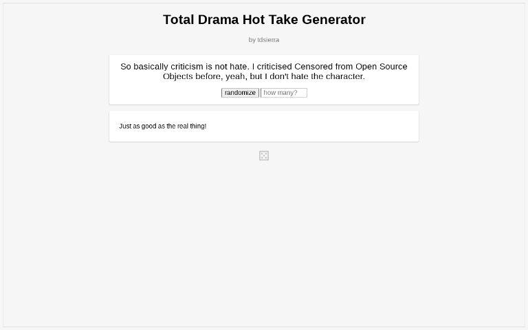 Total Drama Hot Take Generator