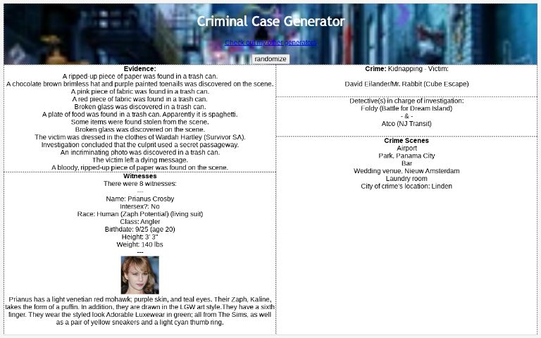 Criminal Case Generator
