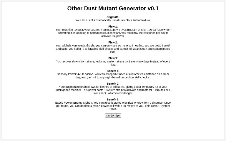 Other Dust Mutant Generator v0.1