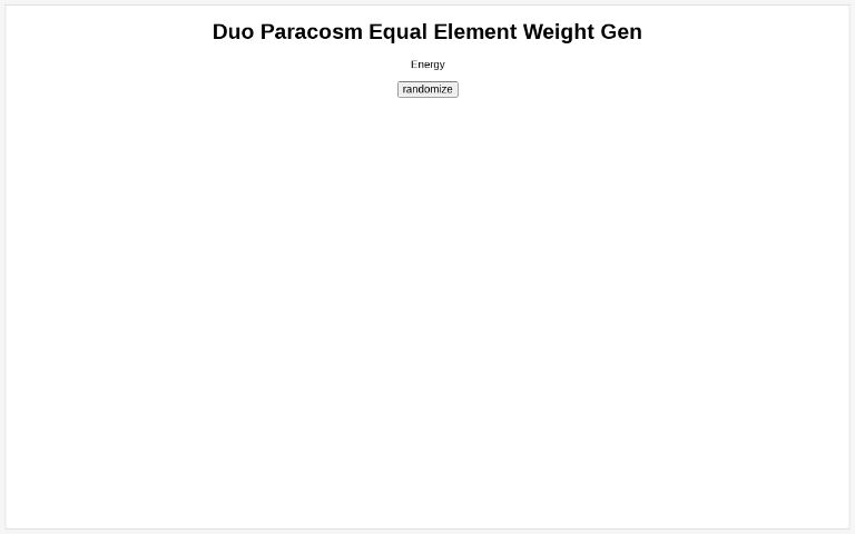 Duo Paracosm Equal Element Weight Gen