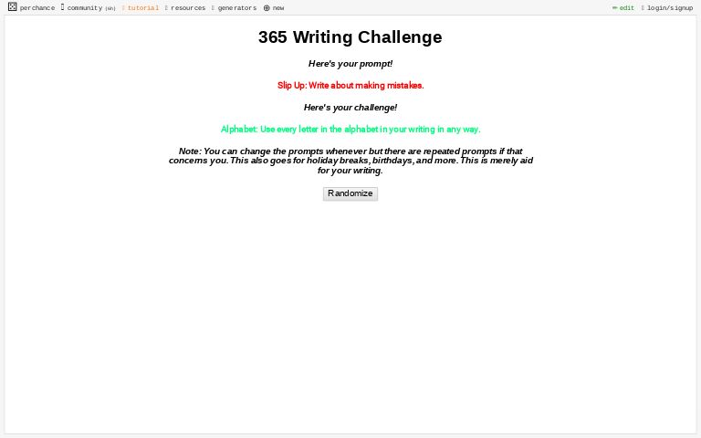365 Writing Challenge ― Perchance Generator