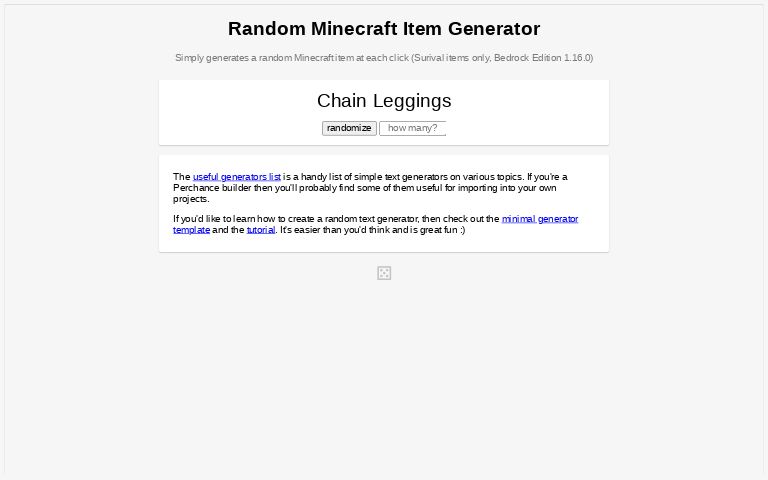 Random Minecraft Item Generator