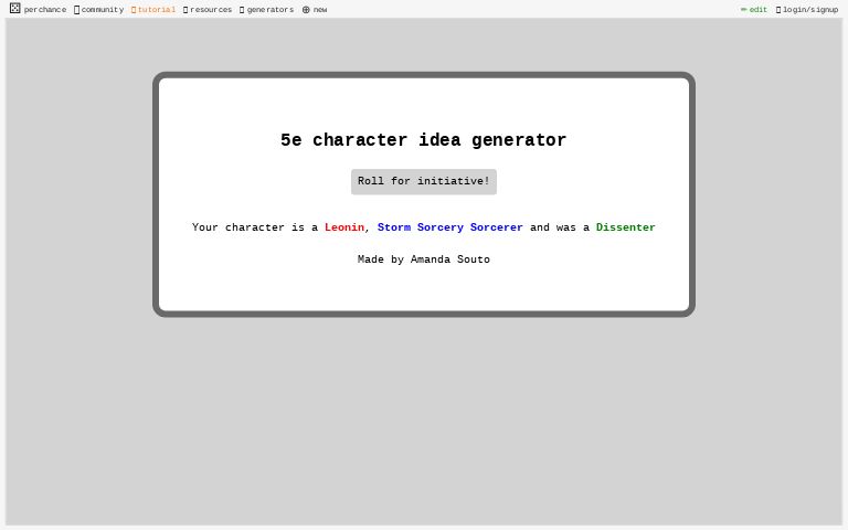 5e Character Idea Generator