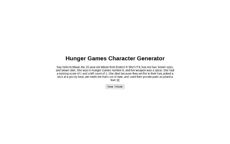 Hunger Games Character Generator