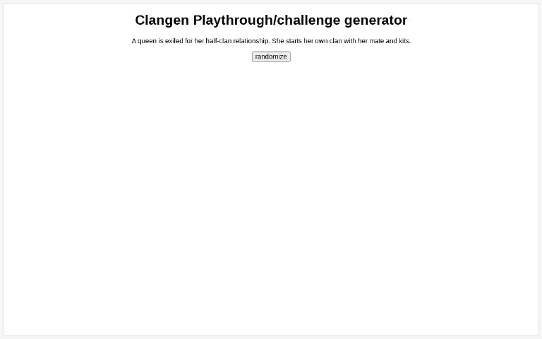 Clangen Playthrough/challenge generator