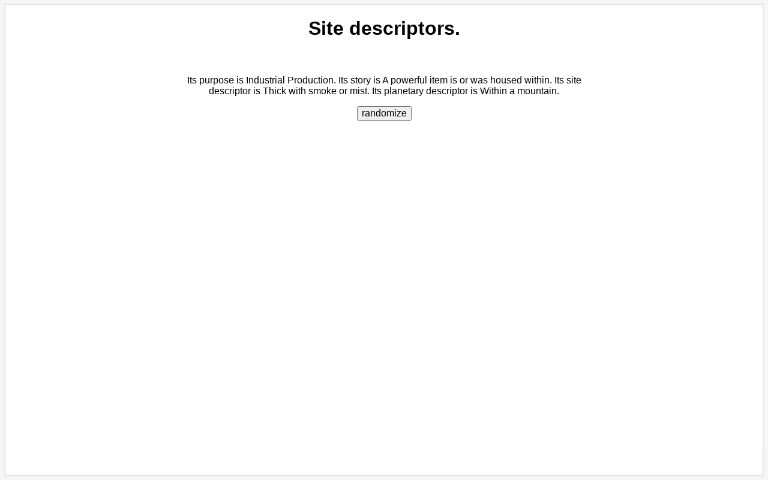 Site descriptors. ― Perchance Generator