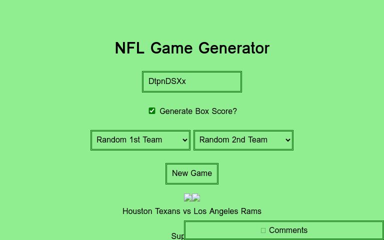 NFL Game Generator