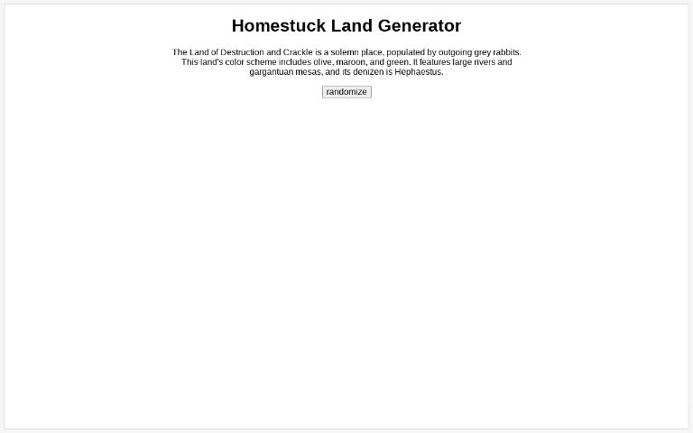 Homestuck Land Generator