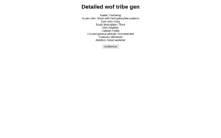 Detailed wof tribe gen