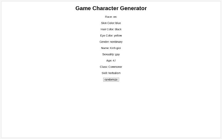 Game Character Generator