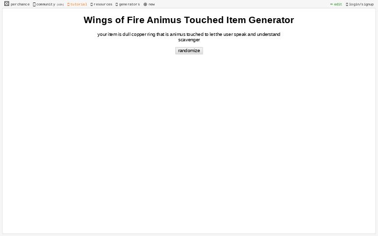 Wings of Fire Animus Touched Item Generator