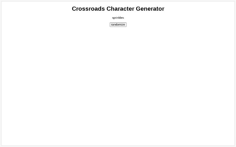 Crossroads Character Generator