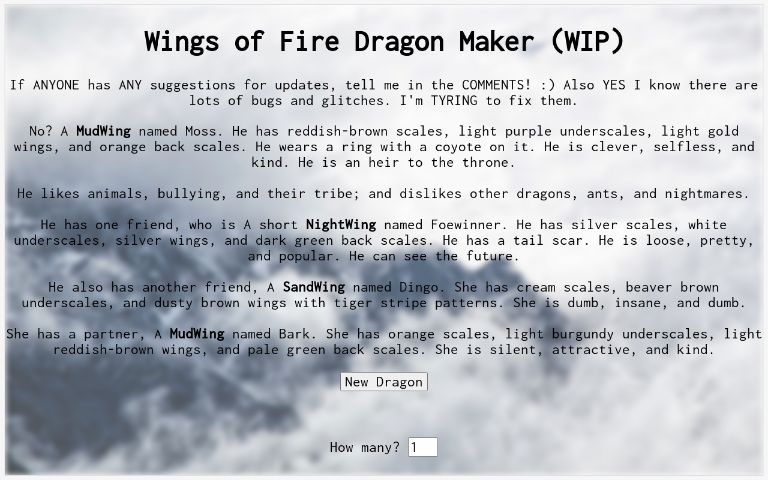 Wings of Fire Dragon Maker (WIP) ― Perchance Generator