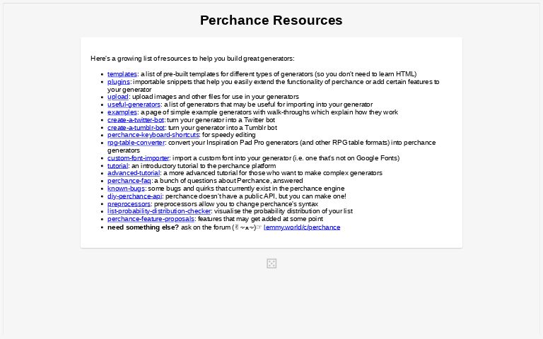 Perchance Resources ― Perchance Generator