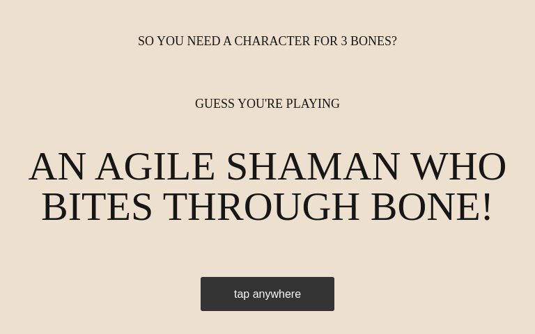 3 Bones Character Roller ― Perchance Generator