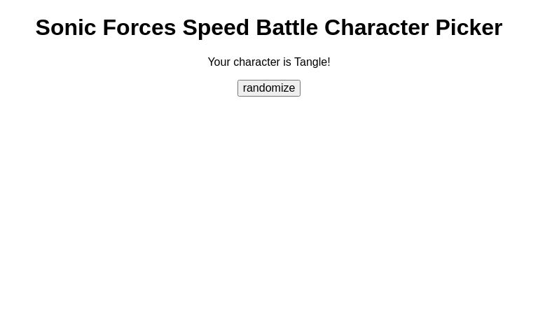 Sonic Forces Speed Battle Character Picker ― Perchance Generator