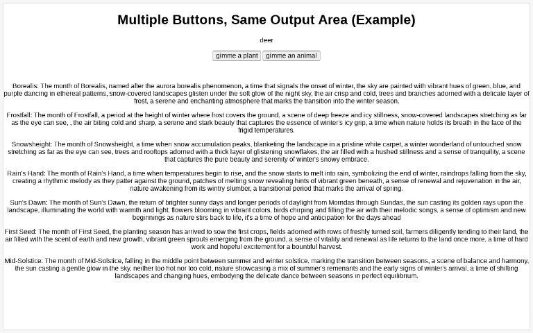 Multiple Buttons, Same Output Area (Example) ― Perchance Generator