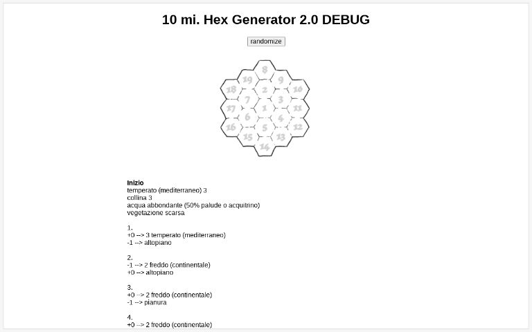 10 mi. Hex Generator 2.0 DEBUG