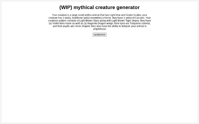 (WIP) mythical creature generator