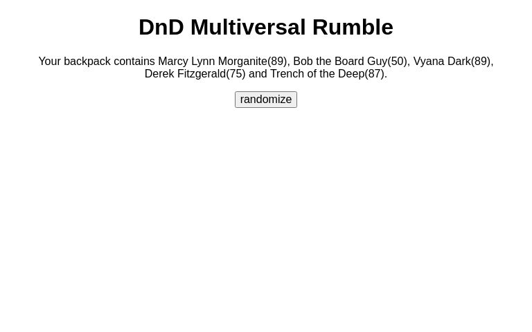 DnD Multiversal Rumble ― Perchance Generator