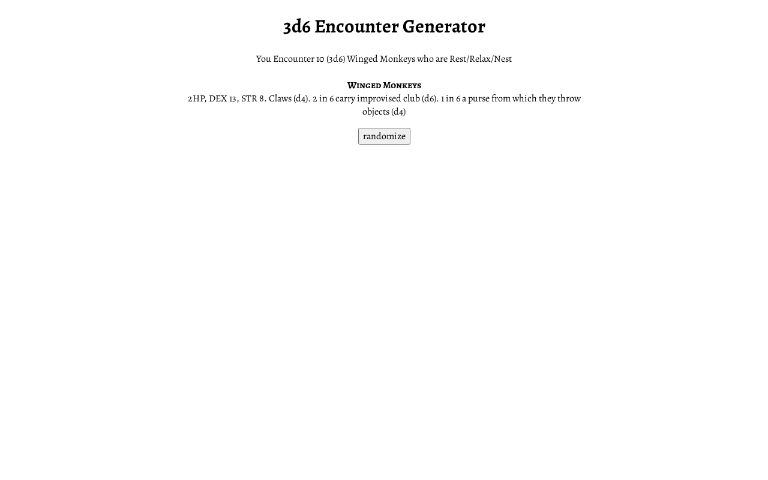 3d6 Encounter Generator
