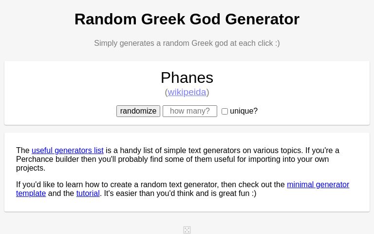 Random Greek God Generator