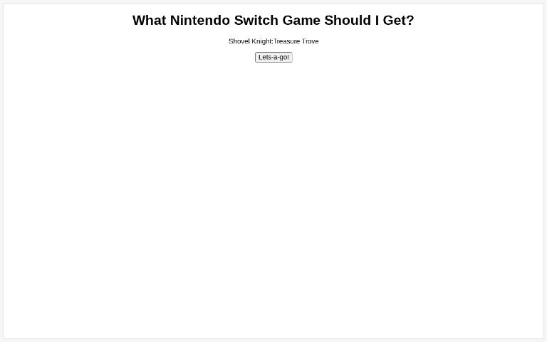 What Nintendo Switch Game Should I Get? ― Perchance Generator